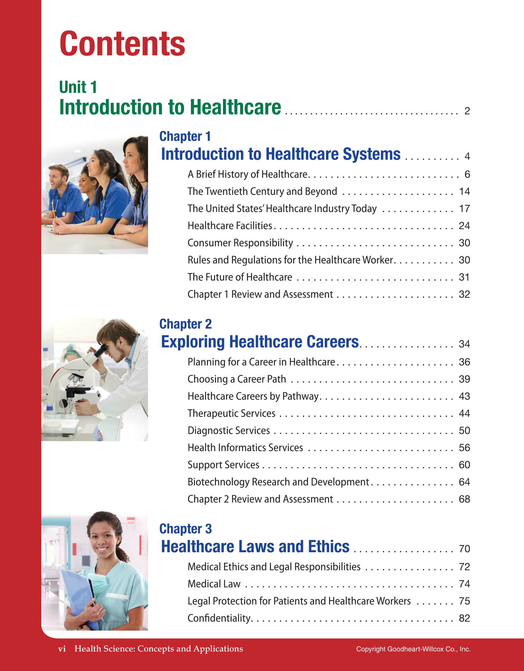 Health Science: Concepts and Applications, 1st Edition page vi