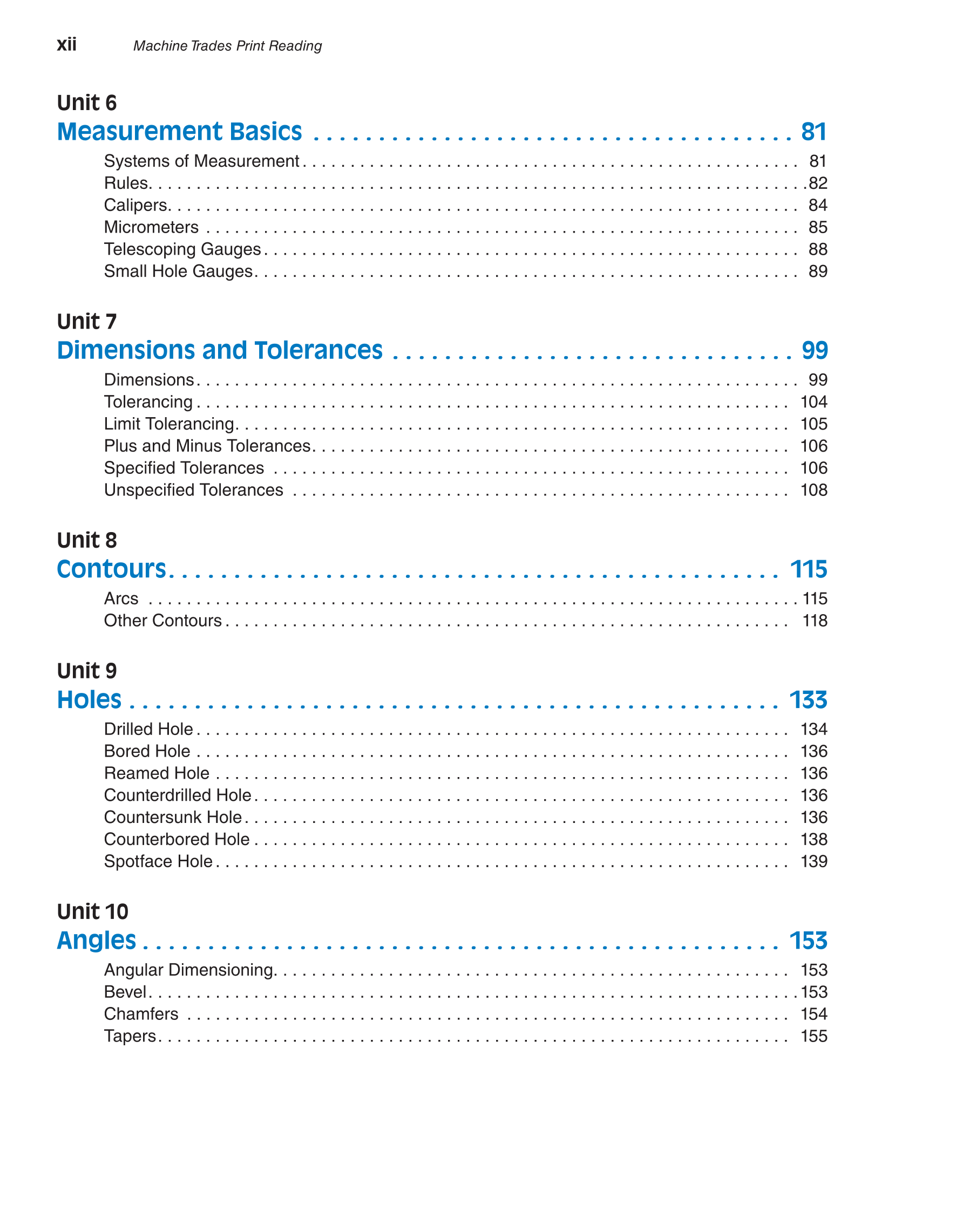Machine Trades Print Reading, 6th Edition page xii