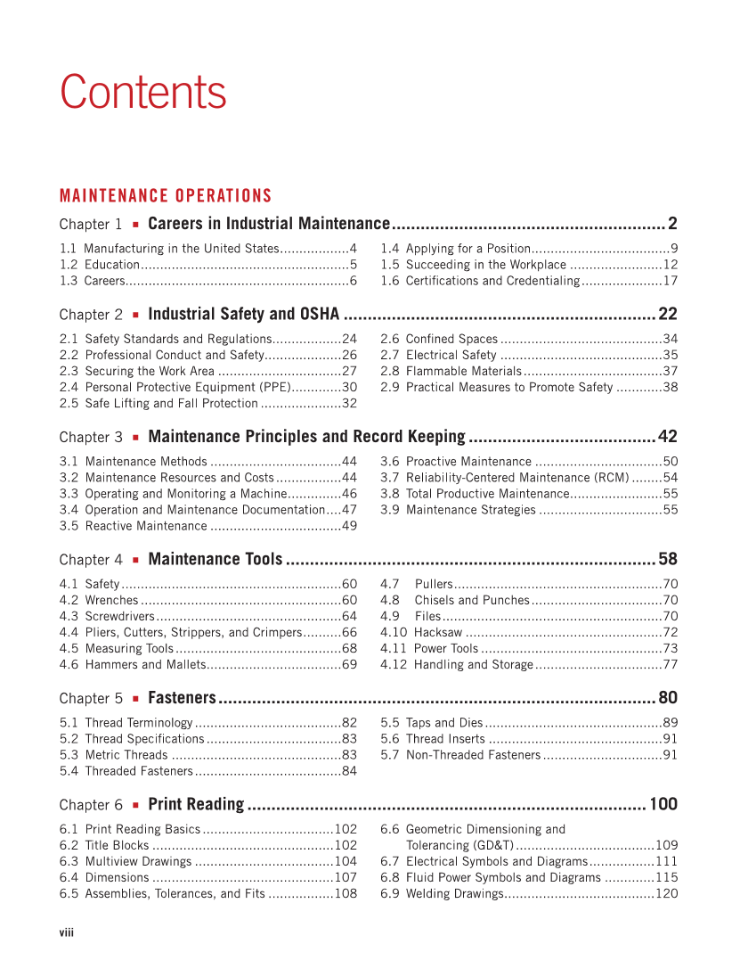 Industrial Maintenance and Mechatronics, 1st Edition page viii