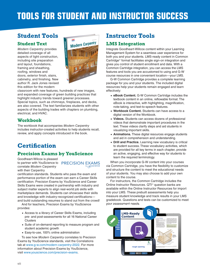 Modern Carpentry 13e, Textbook page viii