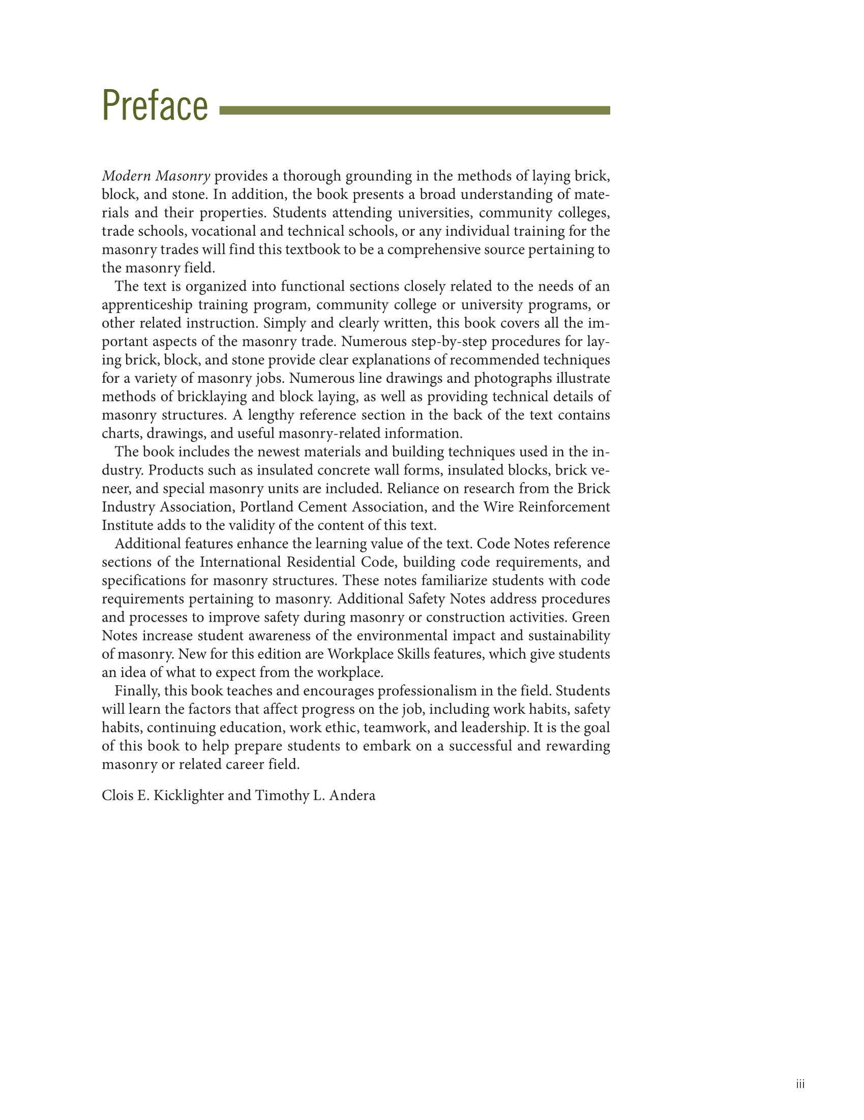 Modern Masonry: Brick, Block, Stone 9e, Textbook page iii