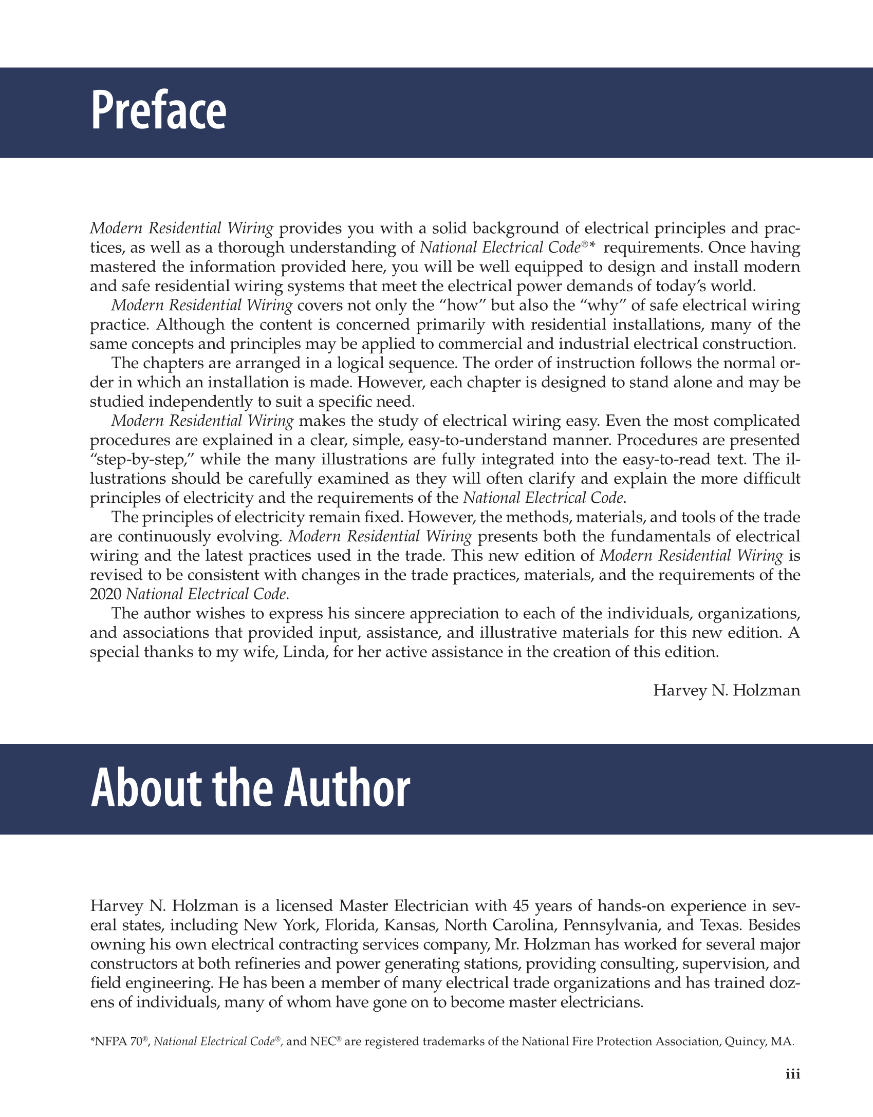 Modern Residential Wiring, 12th Edition page iii